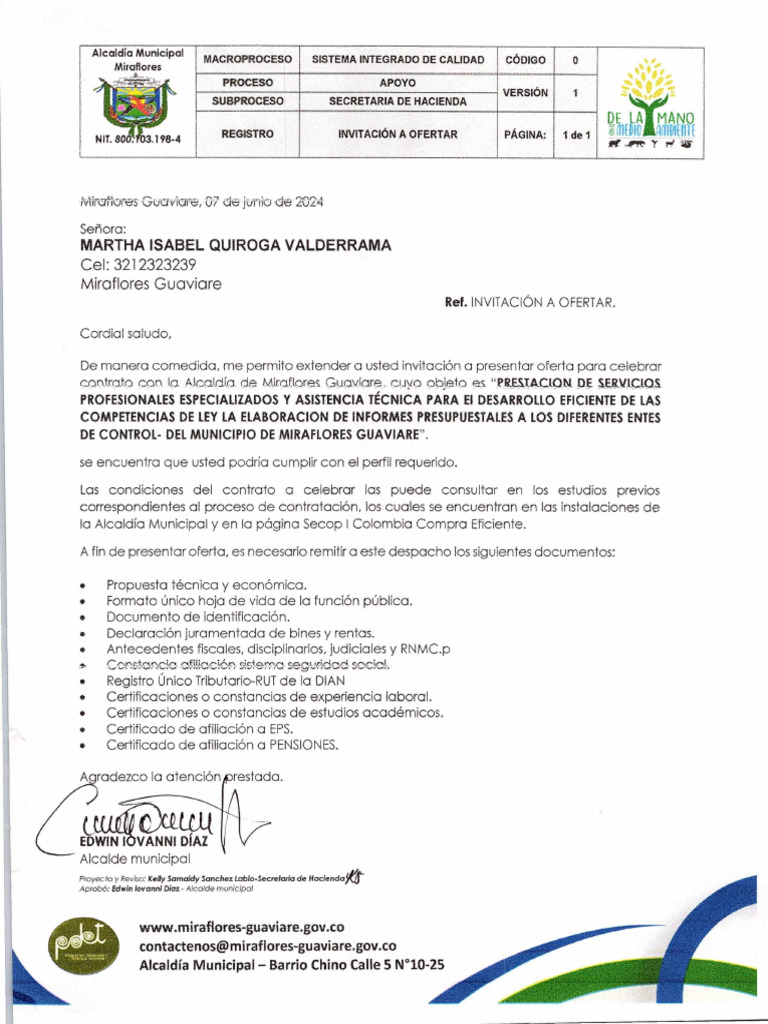 Invitación A Ofertar | PDF