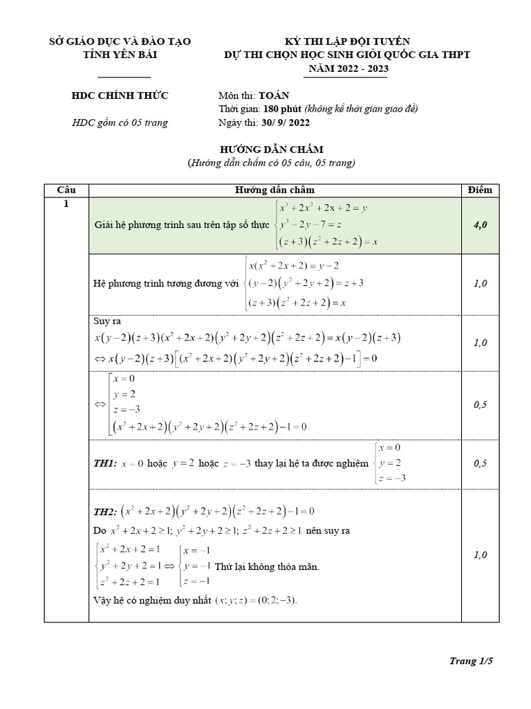 HDC - ĐỀ CHÍNH THỨC | PDF