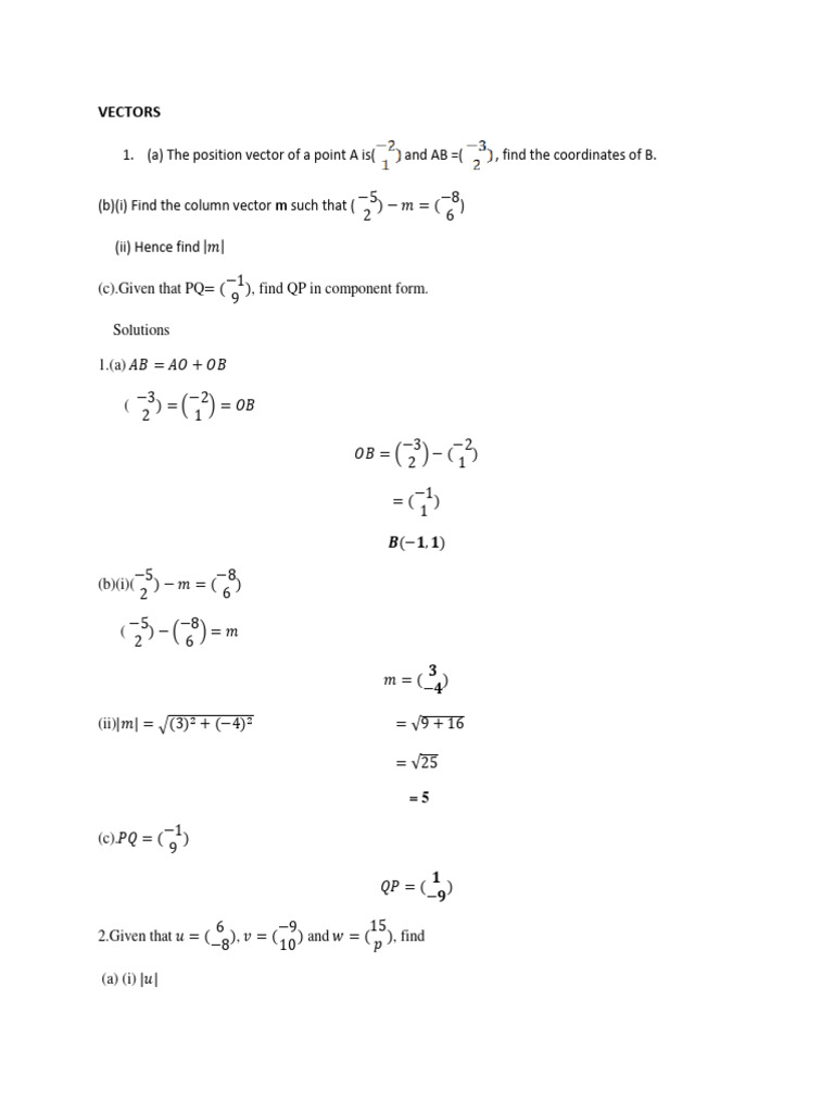 Vectors Pdf Euclidean Vector Mathematical Objects