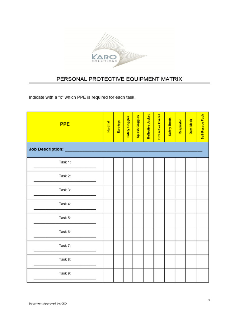 REG003 PPE Matrix | PDF