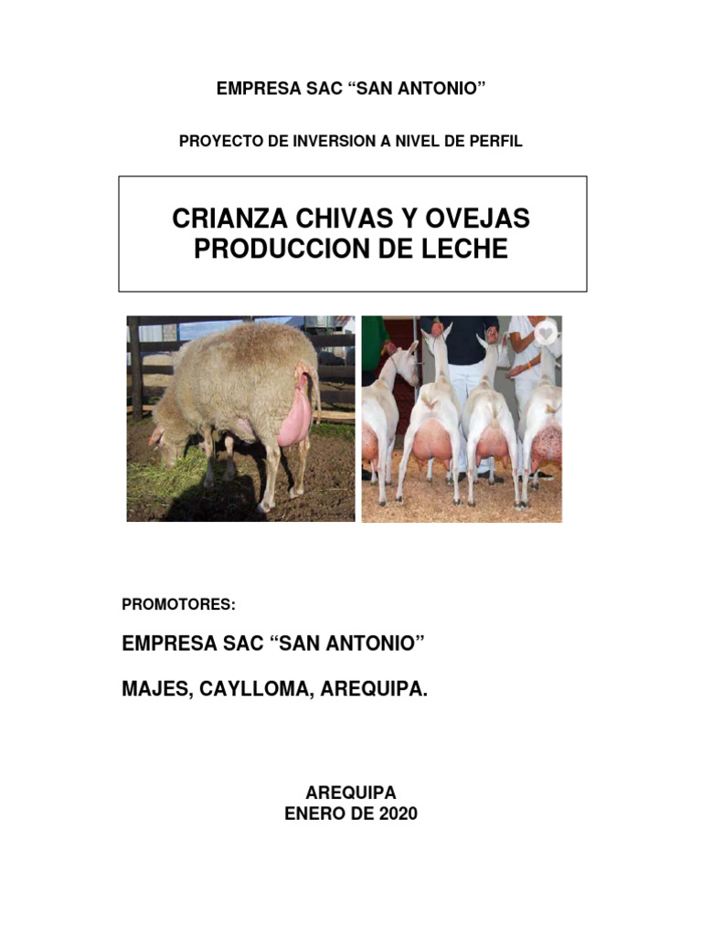Proy Chivas y Ovejas Prod Leche Ene-2020 | PDF | Leche | Oveja