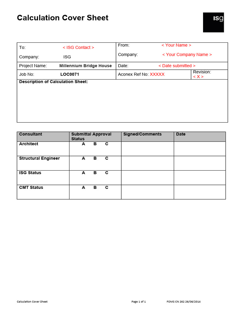 Millennium Bridge House Calculation Sheet | PDF