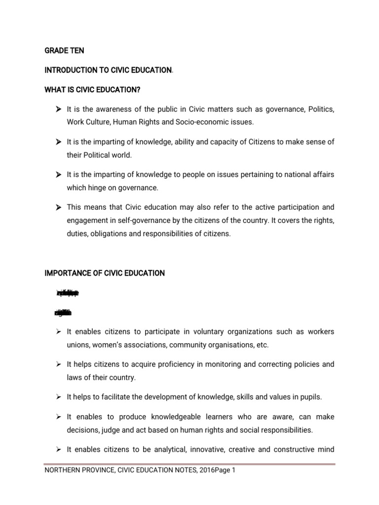 Civic Education Revised Notes 2 | PDF | Elections | Citizenship