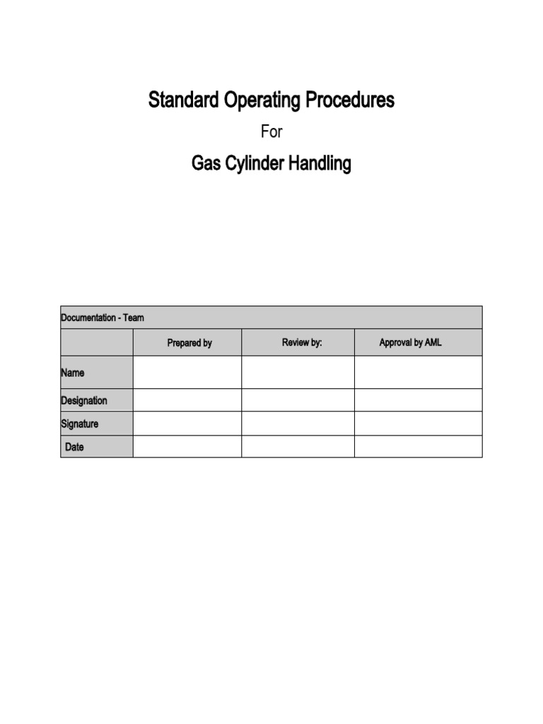 Gas Cylinder Handling SOP | PDF | Personal Protective Equipment | Safety