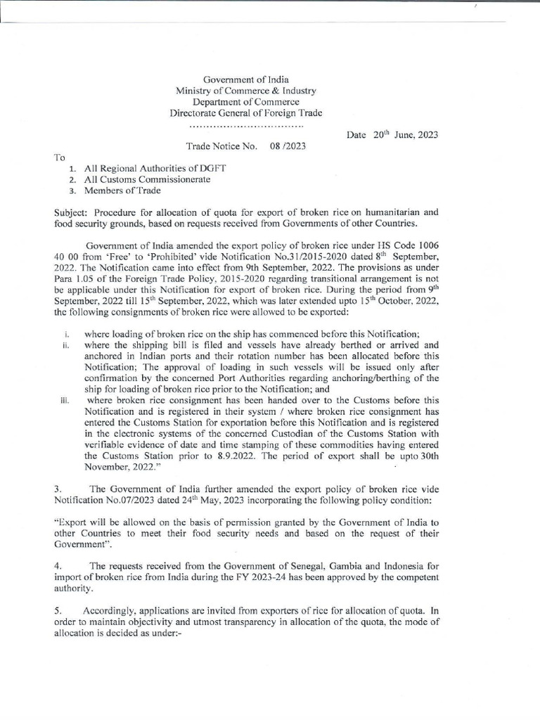 Trade Notice No. 08-2023 | PDF