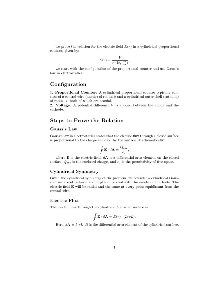 Proof Proportional Counter | PDF | Logarithm | Electrostatics