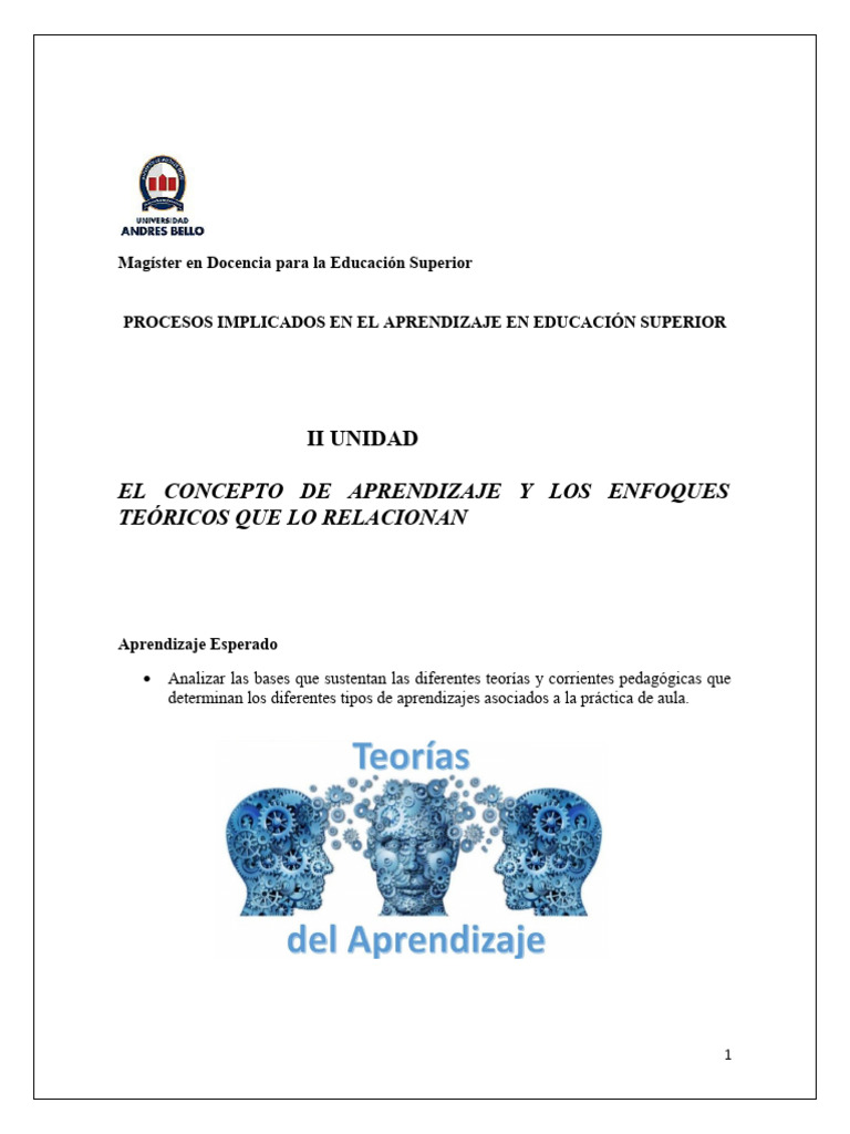 Teorías de Aprendizaje (1-2) | PDF | Aprendizaje | Conocimiento