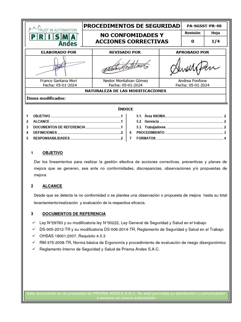PA-SGSST-PR-40. No conformidades | PDF
