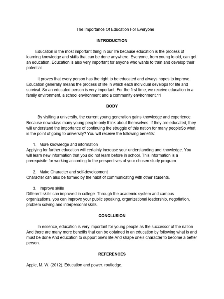 The Importance of Education For Everyone | PDF | Knowledge | Social ...