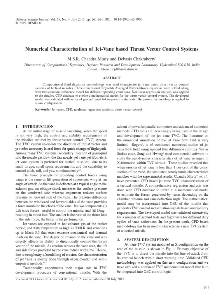 Numerical Characterisation of Jet-Vane Based Thrust Vector Control Systems | PDF | Computational ...