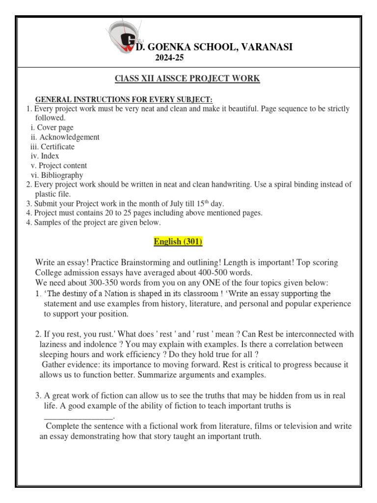 Class 12 Project Work-1-1 | PDF | Essays | Scientific Method