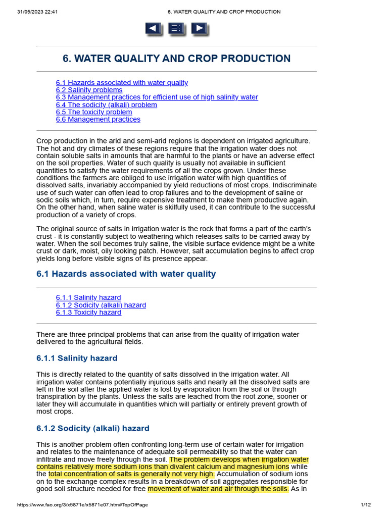 Water Quality Impact on Crop Yields | PDF | Soil | Salinity