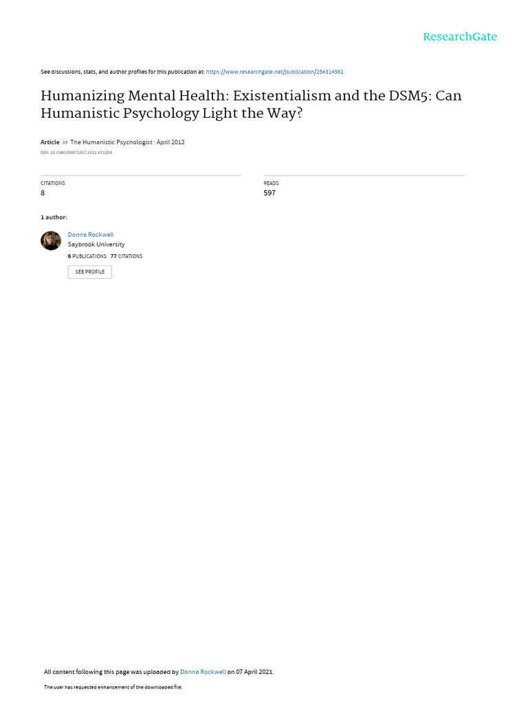 2012 14474 007.humanizing | PDF | Mental Disorder | Psychotherapy