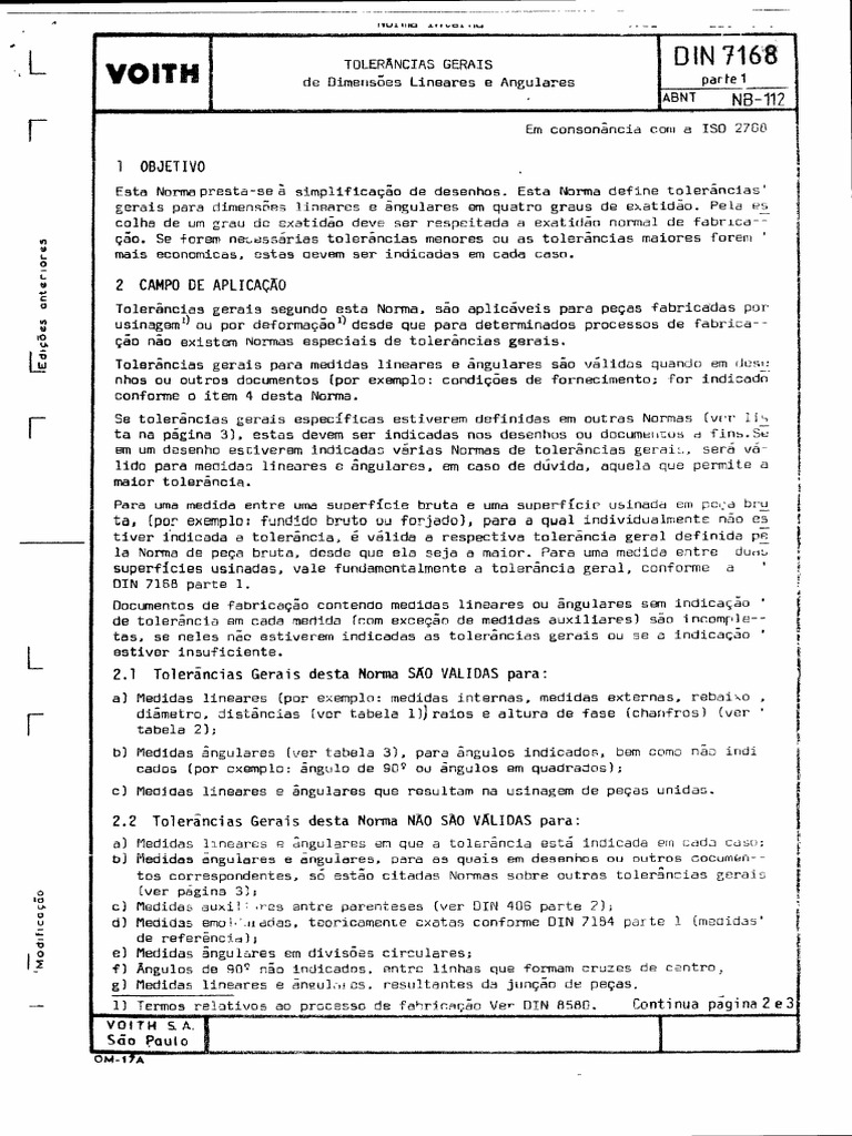 DIN - 7168 Parte 1 | PDF