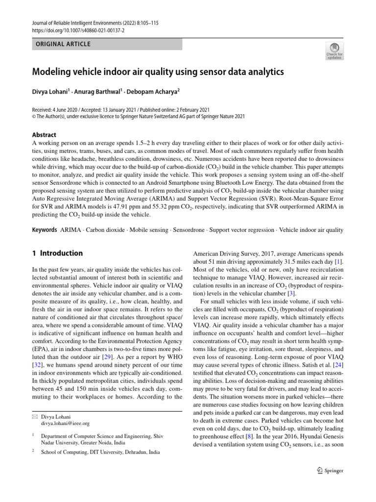 Vehicle Indoor Air Quality Modeling | PDF | Support Vector Machine ...