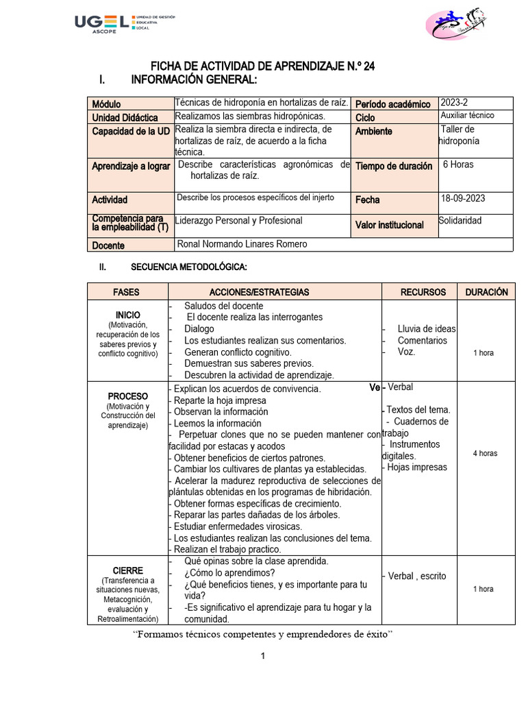 N° 24 FICHA DE ACTIVIDAD DE APRENDIZAJE | PDF | Evaluación | Aprendizaje