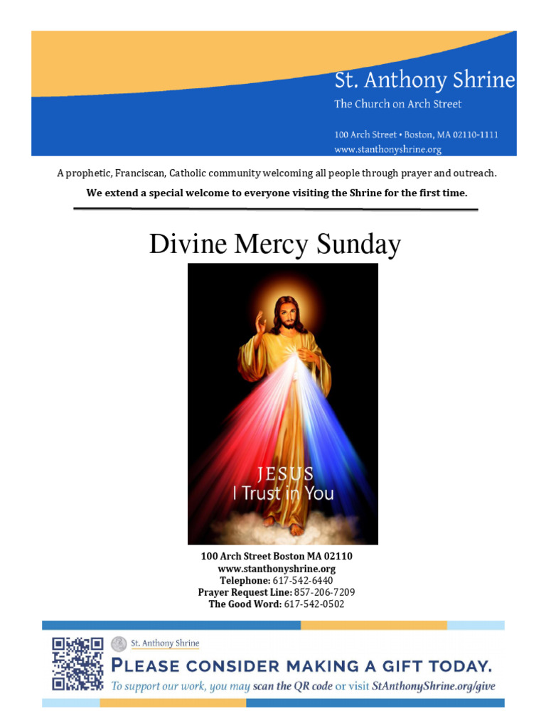 Bulletin Divine Mercy 2024 | Download Free PDF | Mass (Liturgy) | Anglicanism