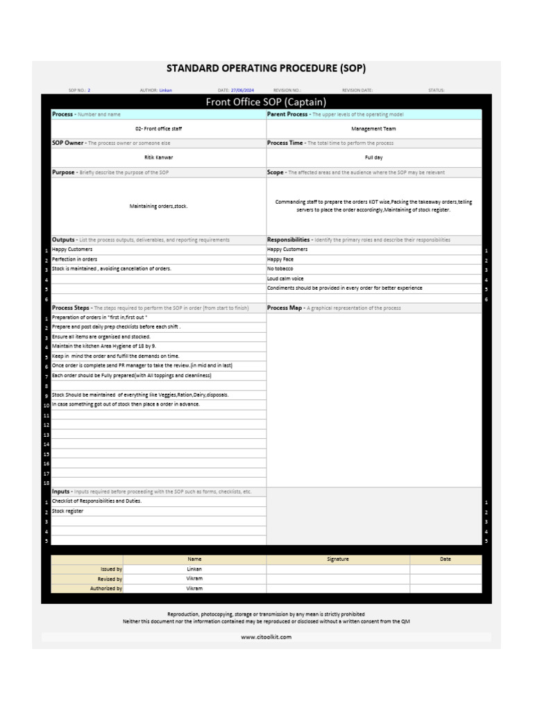 Front Office SOP for Staff | PDF