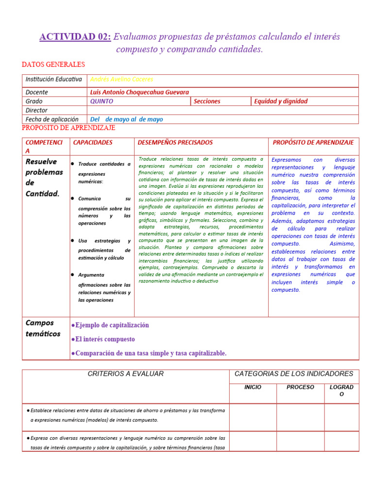 5° - Actividad 2 U2 | PDF | Interés | Interés compuesto