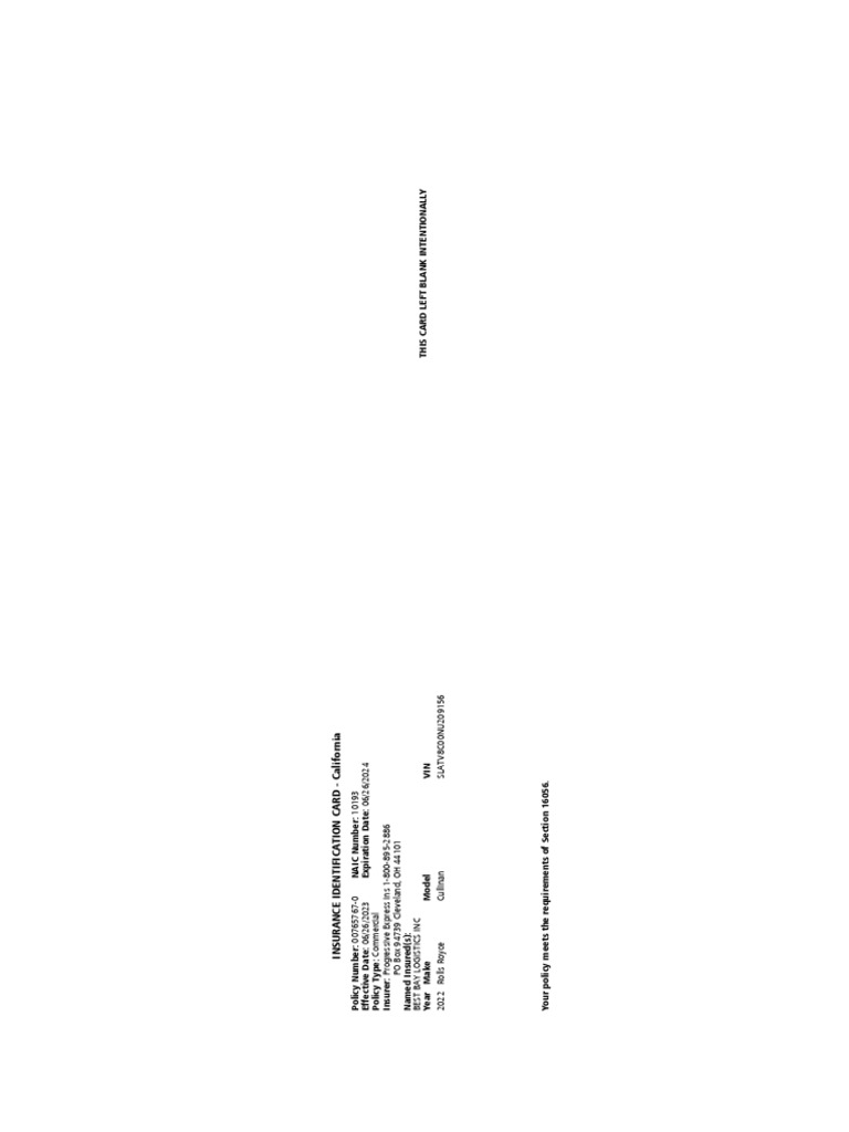 RoRo Insurance Card 2023 - 2024 | PDF | Motor Vehicle | Financial Services