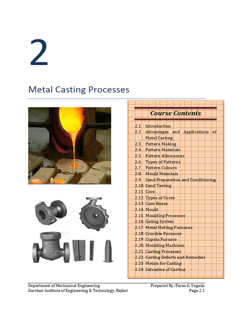 Metal Casting Processes | PDF | Casting | Secondary Sector Of The Economy