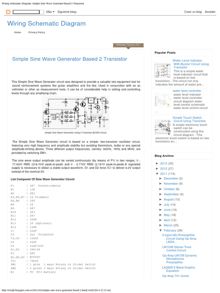 Simple Sine Wave Generator Based 2 Transistor | PDF | Electronic ...