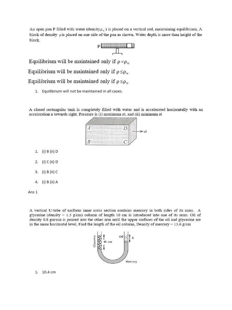 Equilibrium Will Not Be Maintained in All Cases | PDF | Density | Force