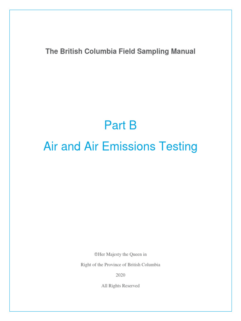 BC Field Sampling Manual Part B | PDF | Environmental Monitoring | Air ...
