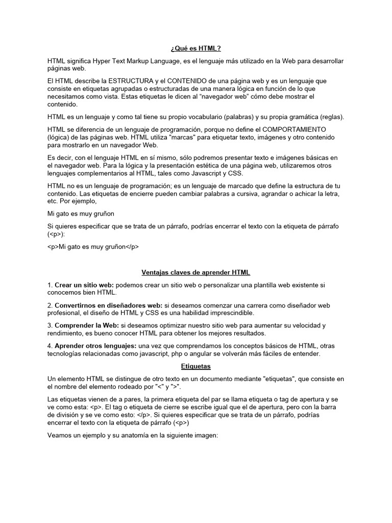 Contenido Curso HTML | PDF | HTML | Lenguaje de programación