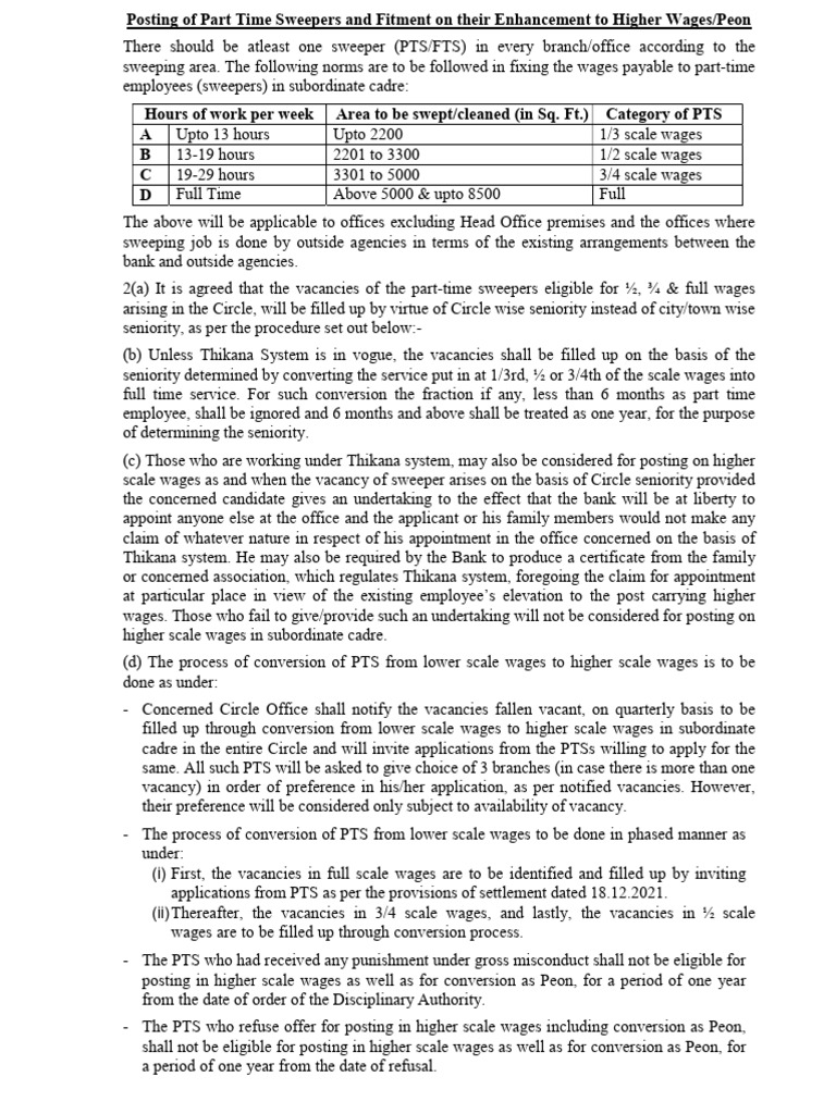 Part-Time Sweeper Wage Guidelines | PDF | Employment | Salary