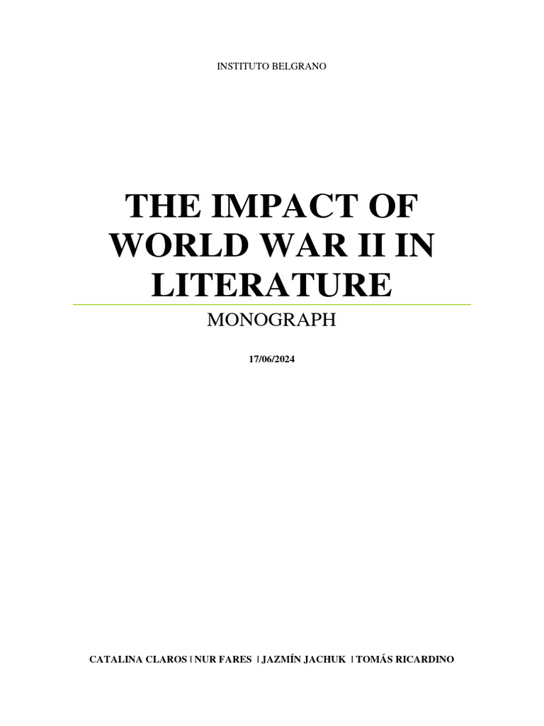Parcial Cultura - The Impact of World War Ii in Literature | PDF ...