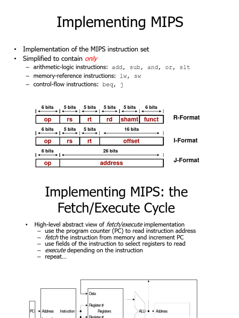 MIPS Instruction Set Implementation Guide | PDF | Office Equipment | Integrated Circuit