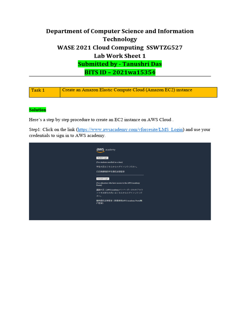 Cloud Computing Lab Tanushri | PDF | Amazon Web Services | Cloud Computing