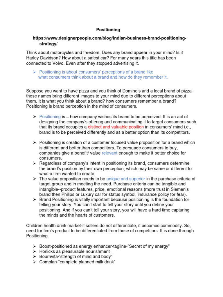 Lesson Note Positioning Short 2023 | PDF | Brand | Product (Business)