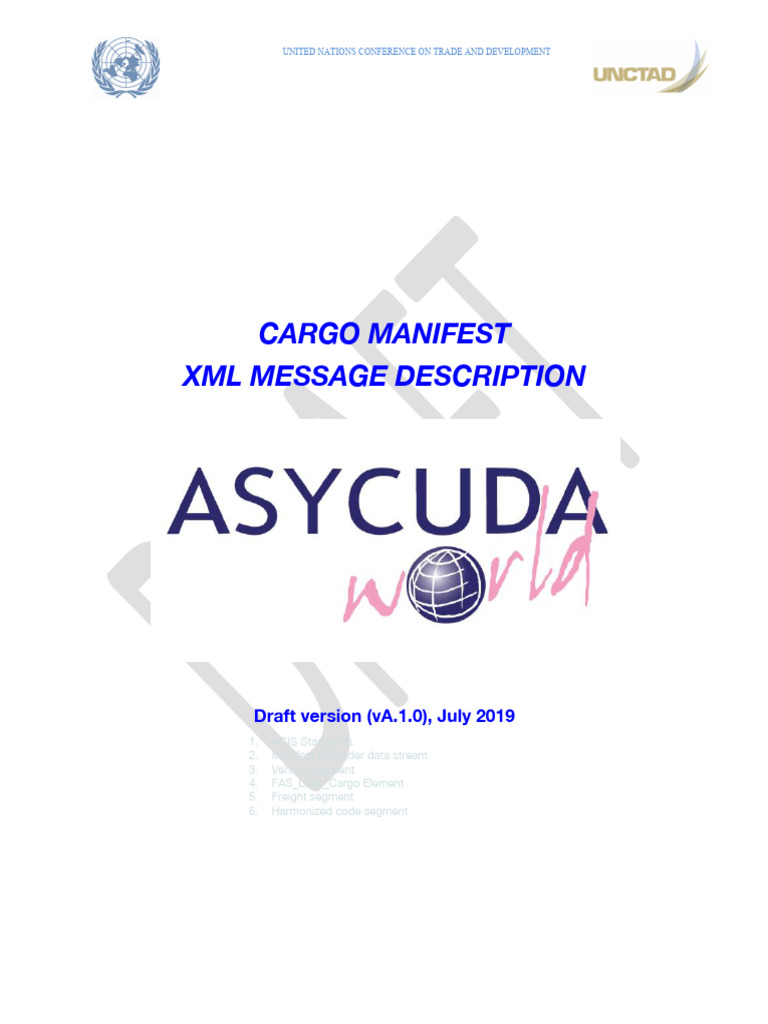 AW XML Manifest Structure - Draft VA 1 0 | PDF | Bill Of Lading