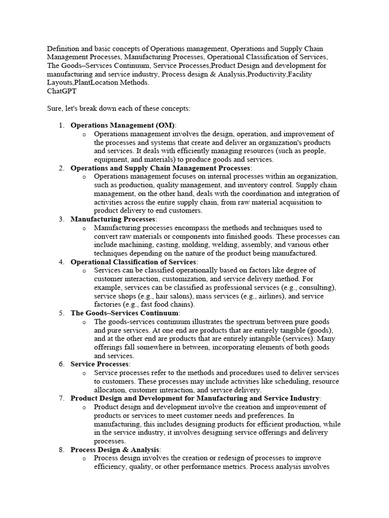 Definition and Basic Concepts of Operations Management | Download Free ...