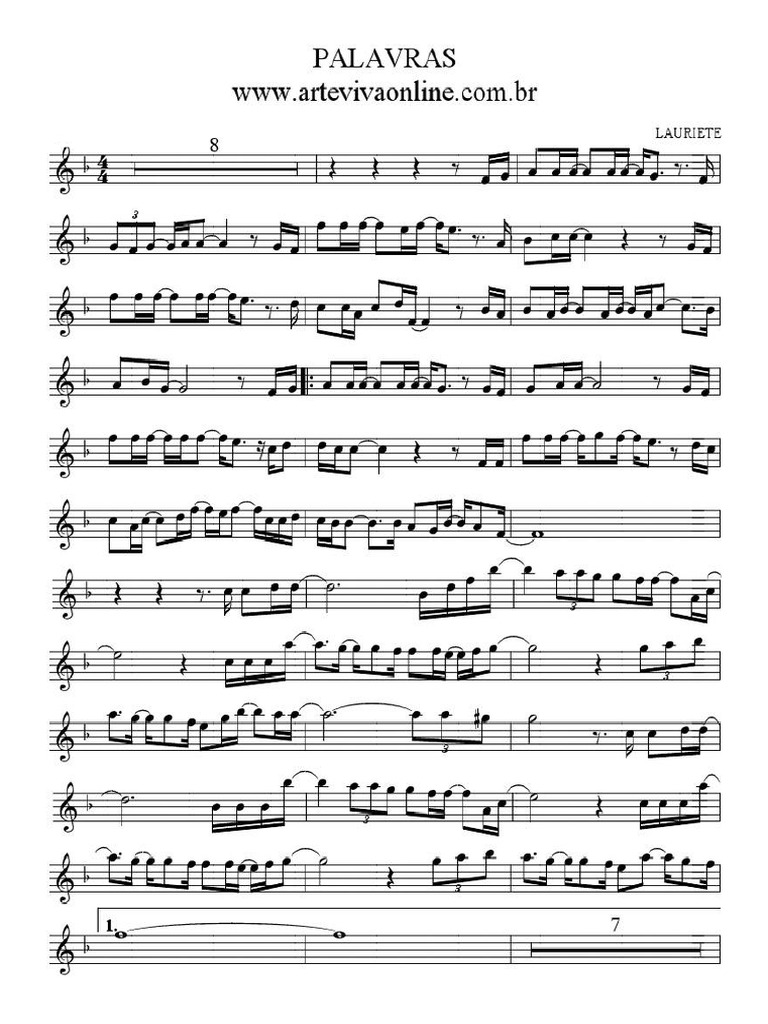 Palavras Lauriete (Partitura) | PDF