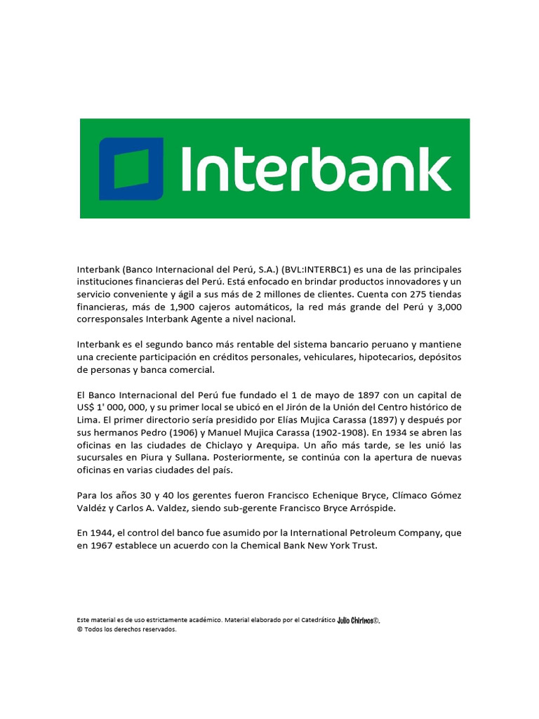 Historia y Cultura de Interbank Perú | PDF | Bancario | Bancos