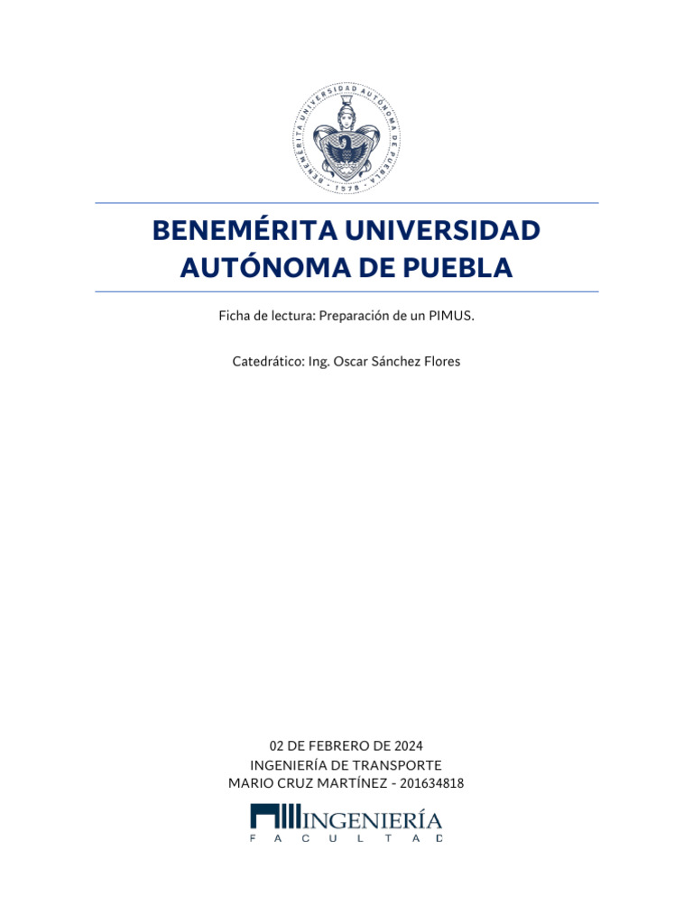 Preparación de Un PIMUS | PDF | Transporte | Sustentabilidad