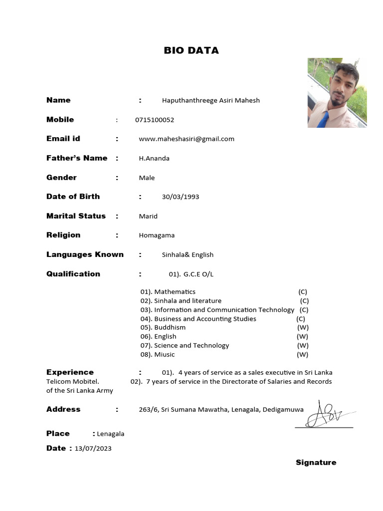 CV Format 01 Word | PDF