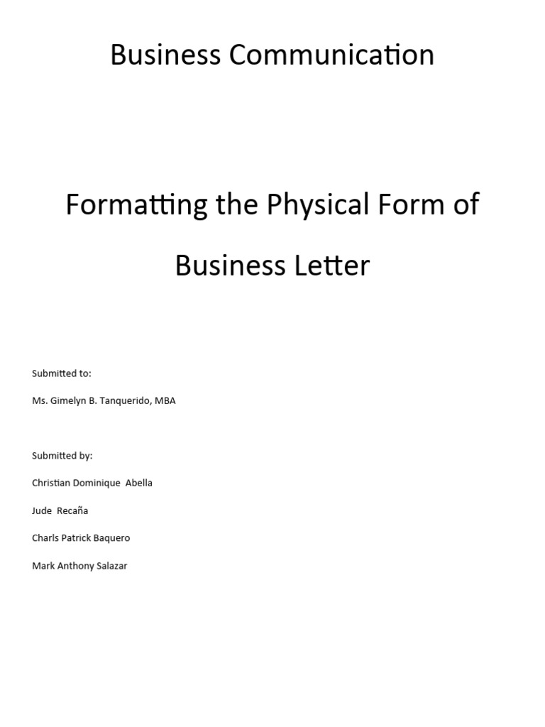 Formatting The Physical Form of The Business Letter | PDF | Punctuation ...