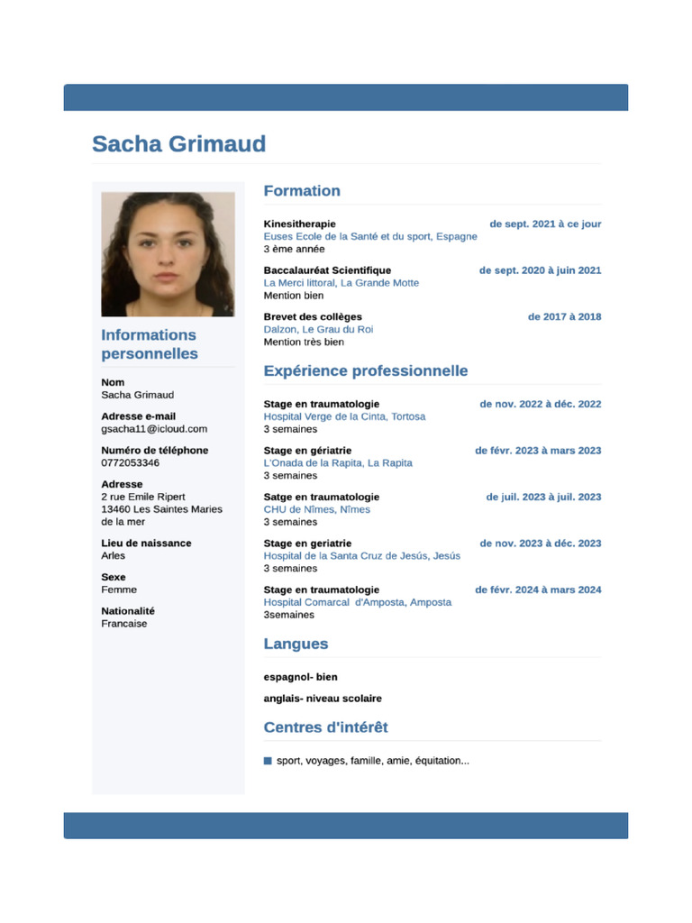 CV- Sacha Grimaud | PDF