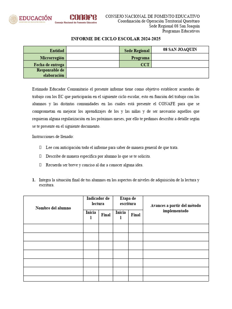 Informe De Ciclo Escolar 2023 2024 Descargar Gratis Pdf Aprendizaje