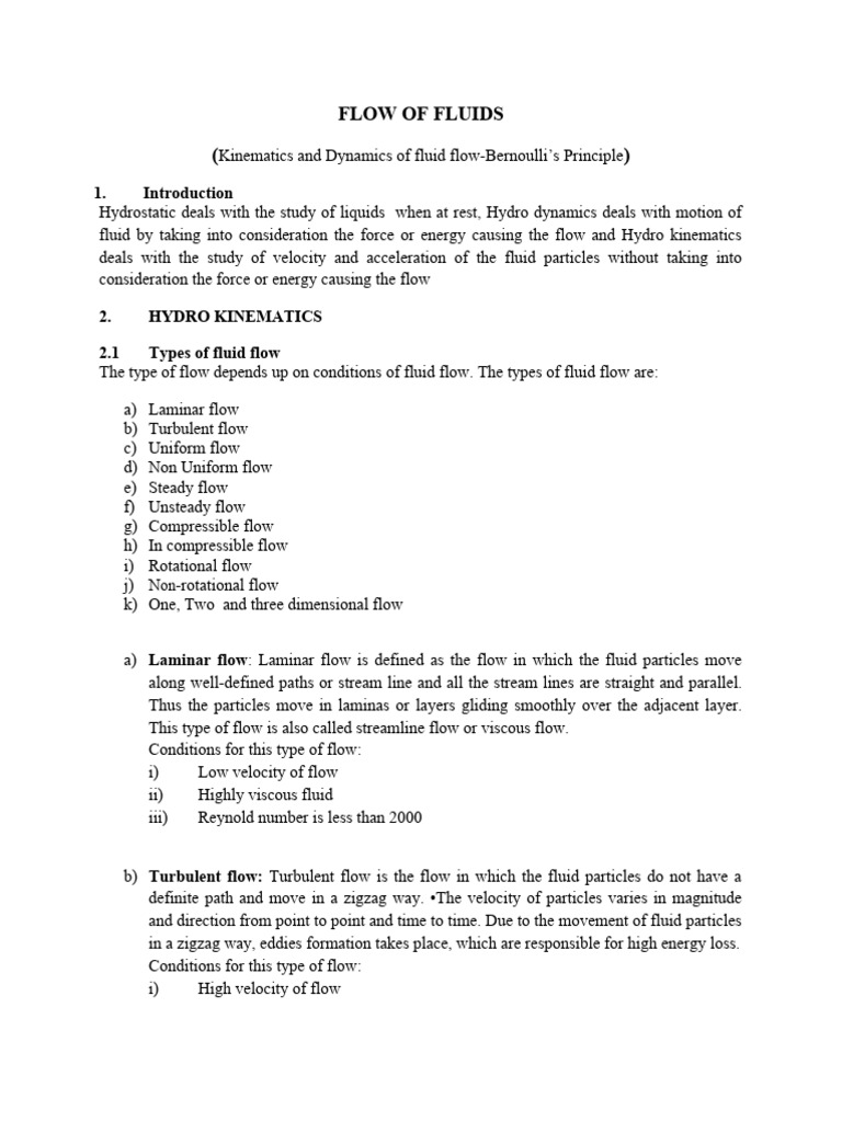 Fluid Kinematics and Dynamics | PDF | Fluid Dynamics | Laminar Flow