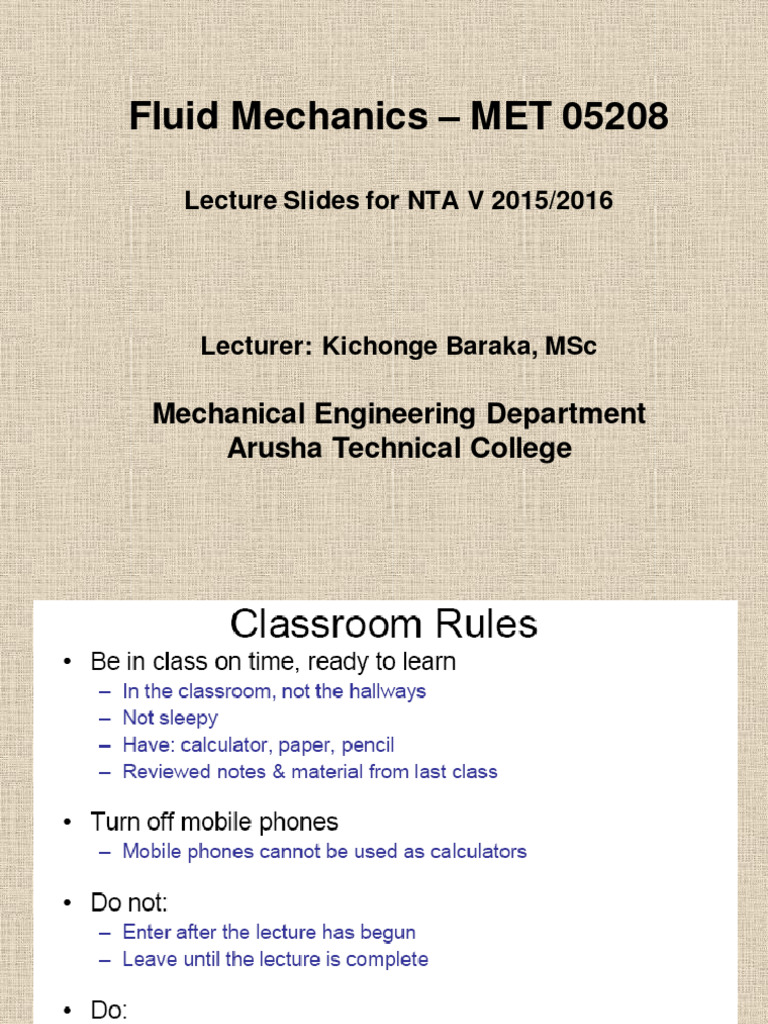 Fluid Mechanics_MET 05208 Lecture Notes_PPT | Download Free PDF | Fluid ...
