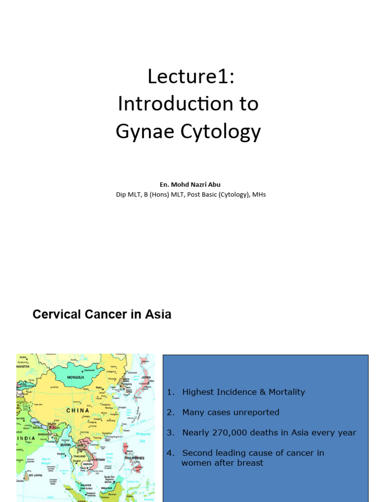 Lecture 1 - Intro To Gynae Cytology | PDF | Cervical Cancer | Cytopathology