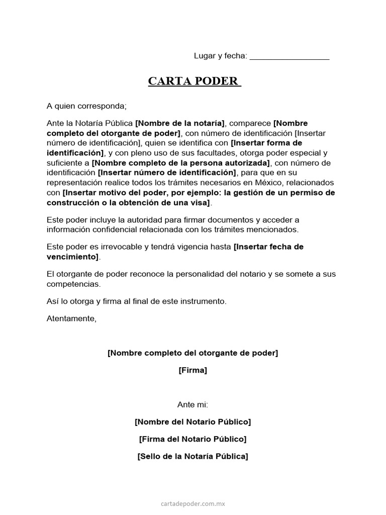 carta-poder-notarial-para-tramites | PDF