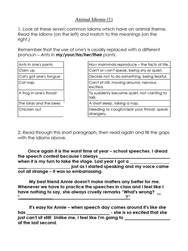 Common Animal Idioms Explained | PDF