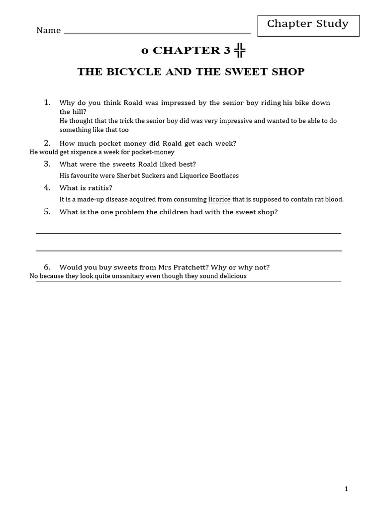 5. Boy Roald Dahl Ch 3 Worksheets 3 | PDF