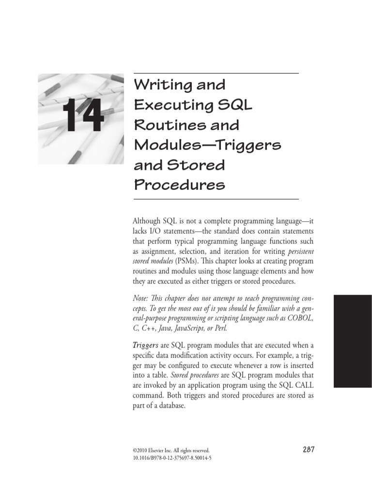 Learning Sql Chapter 14 Triggers And Stored Procedures Pdf Sql Parameter Computer